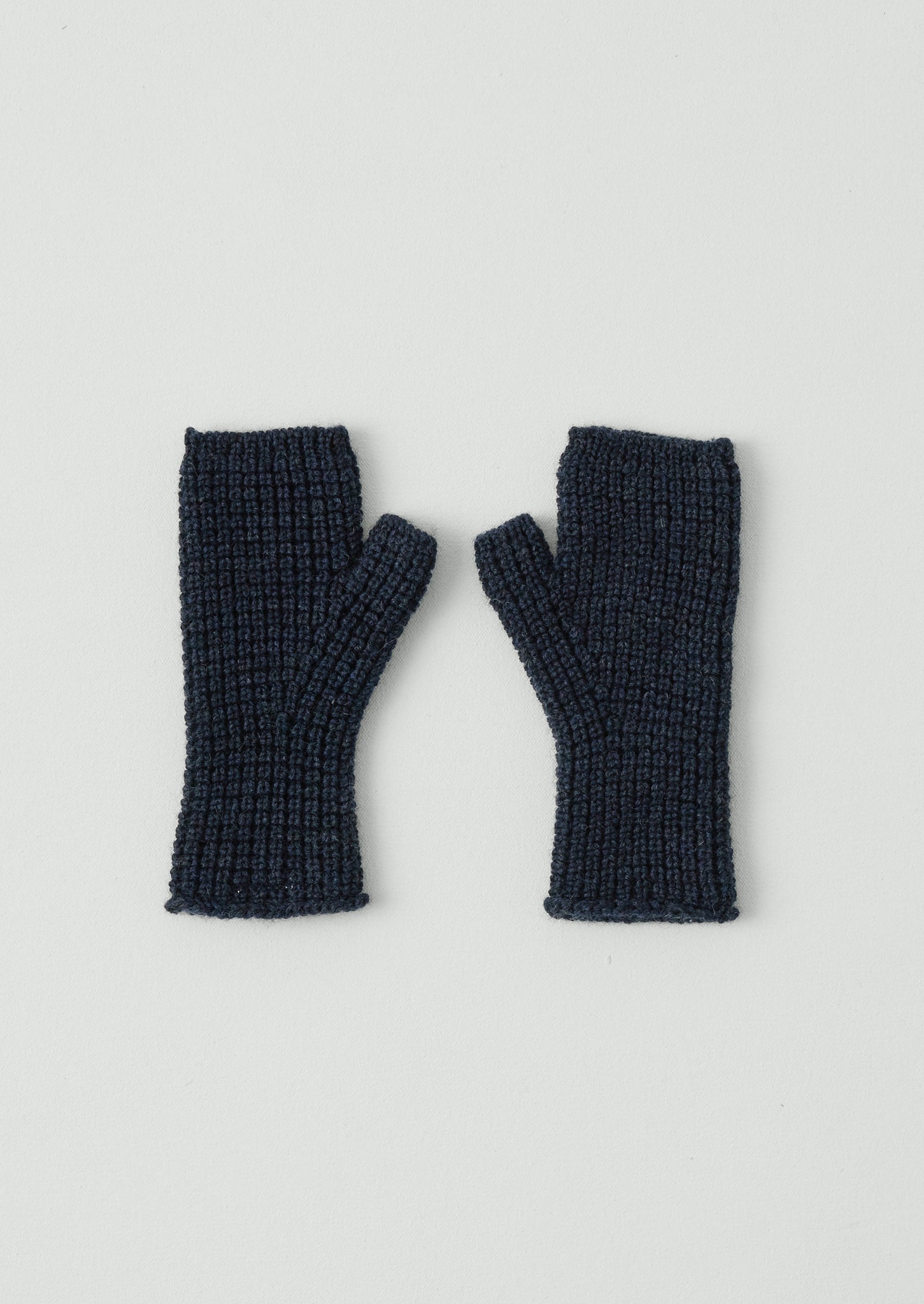 Waffle Stitch Fingerless Gloves | Navy Melange | TOAST