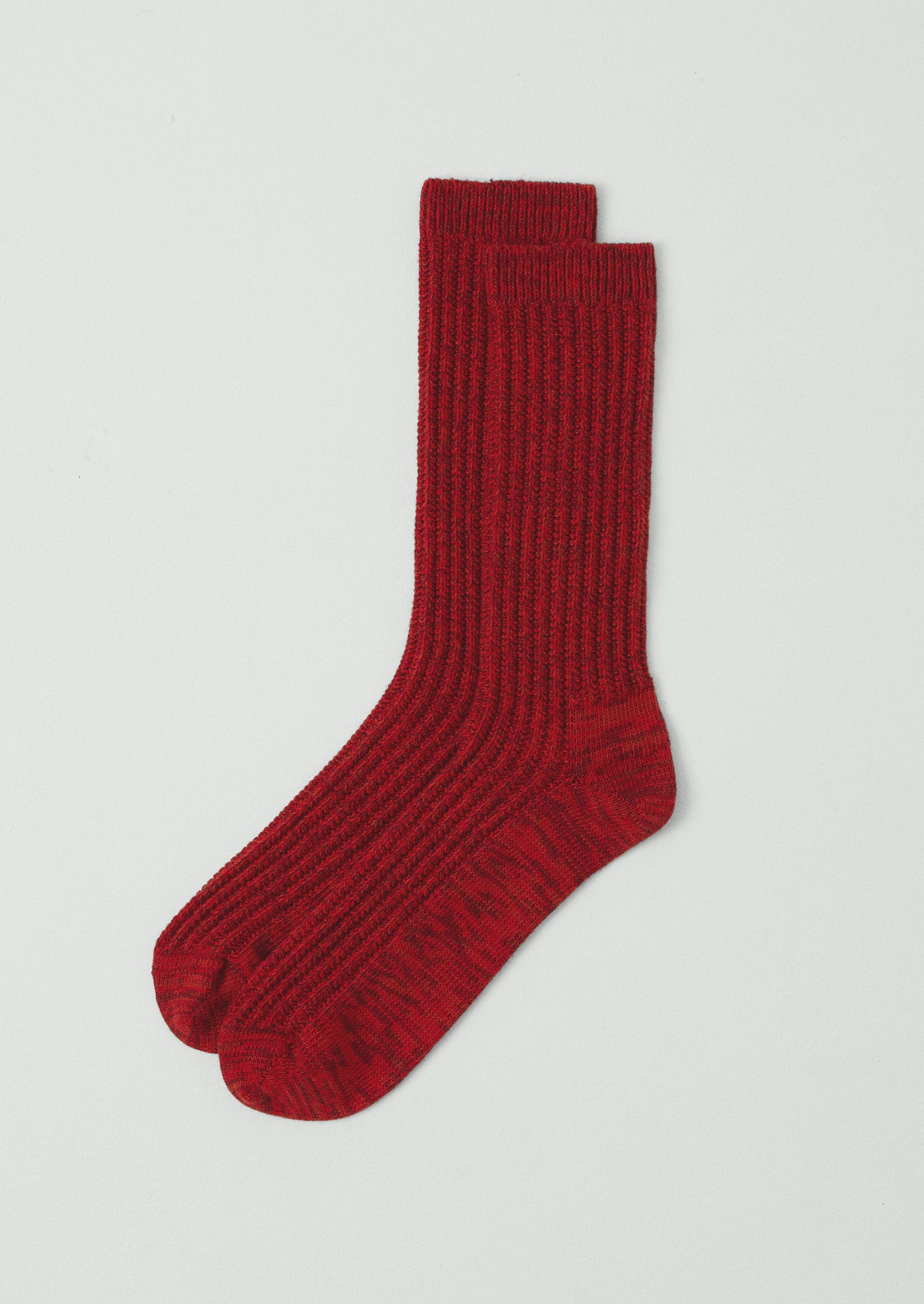 Ribbed Cotton Marl Socks | Cardinal Red | TOAST