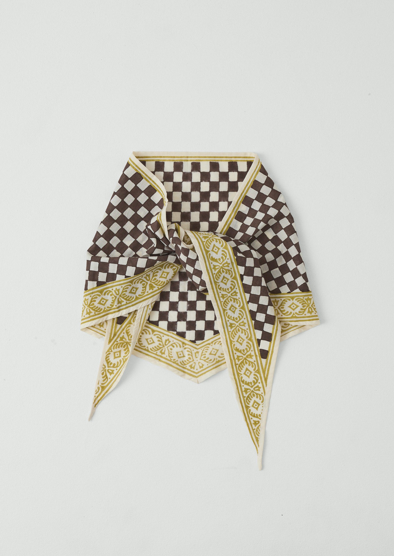 Block Print Cook Check Bandana | Dark Chocolate | TOAST