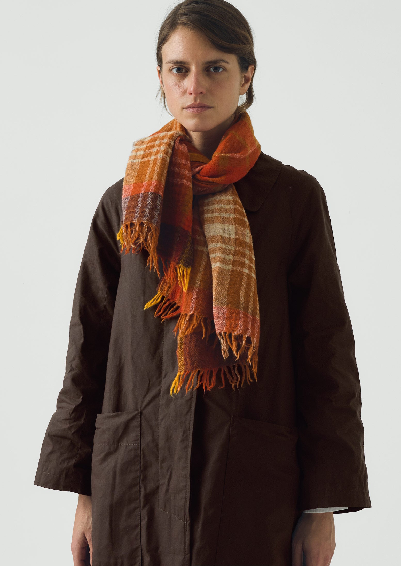 Large Check Boiled Wool Scarf | Spice | TOAST