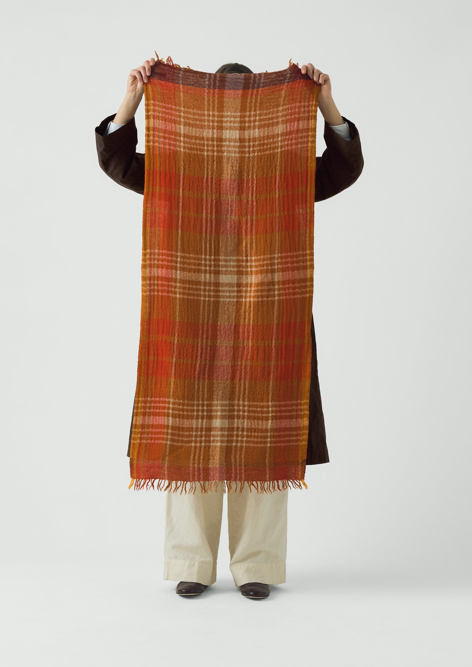 Large Check Boiled Wool Scarf | Spice | TOAST