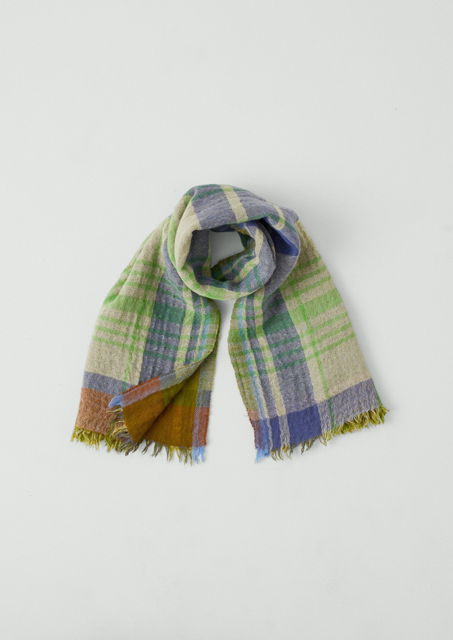 Large Check Boiled Wool Scarf | Soya/Multi | TOAST