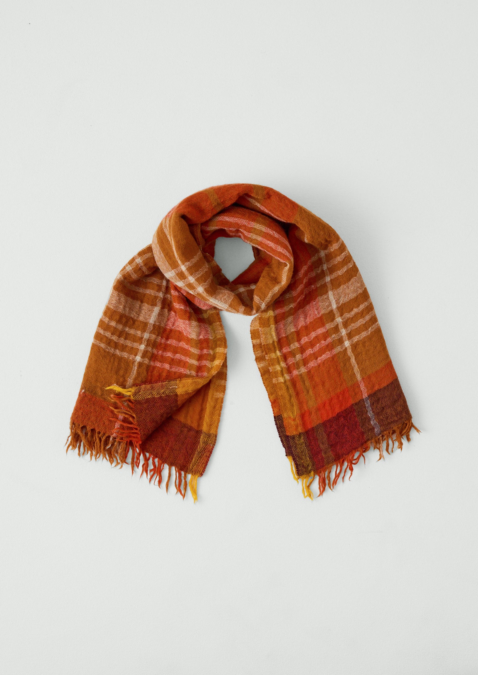 Large Check Boiled Wool Scarf | Spice | TOAST