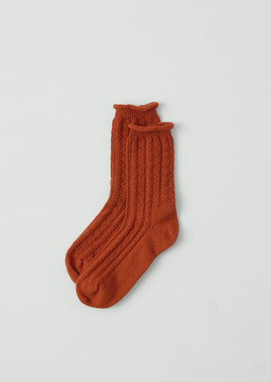 Guernsey Stitch Cotton Socks | Rust | TOAST