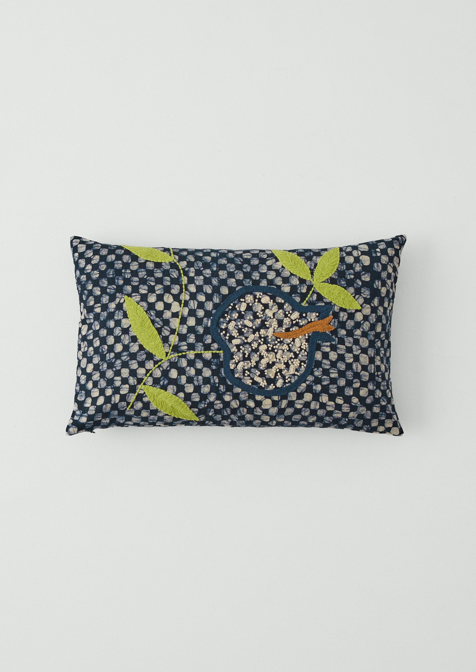 Batik Embroidered Pomegranate Cushion Cover | Provencal Blue | TOAST