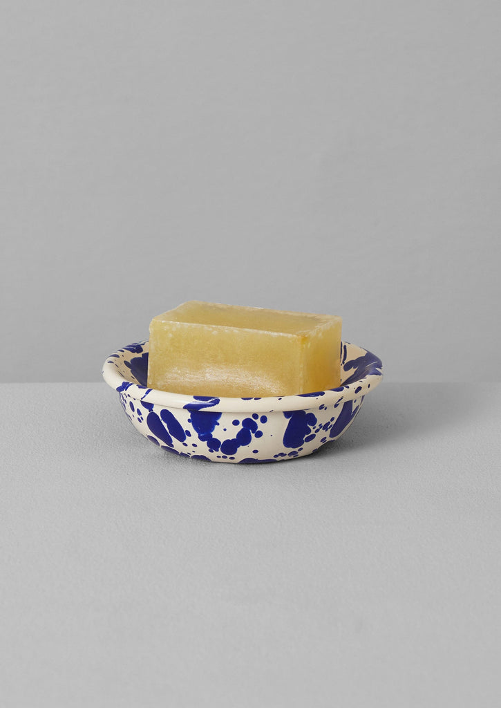 Splatter Enamel Soap Dish | Cream/Blue | TOAST