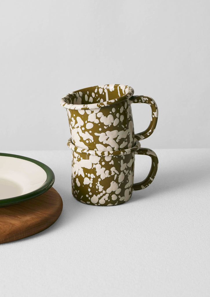 Splatter Enamel Mug | Olive/Ecru | TOAST