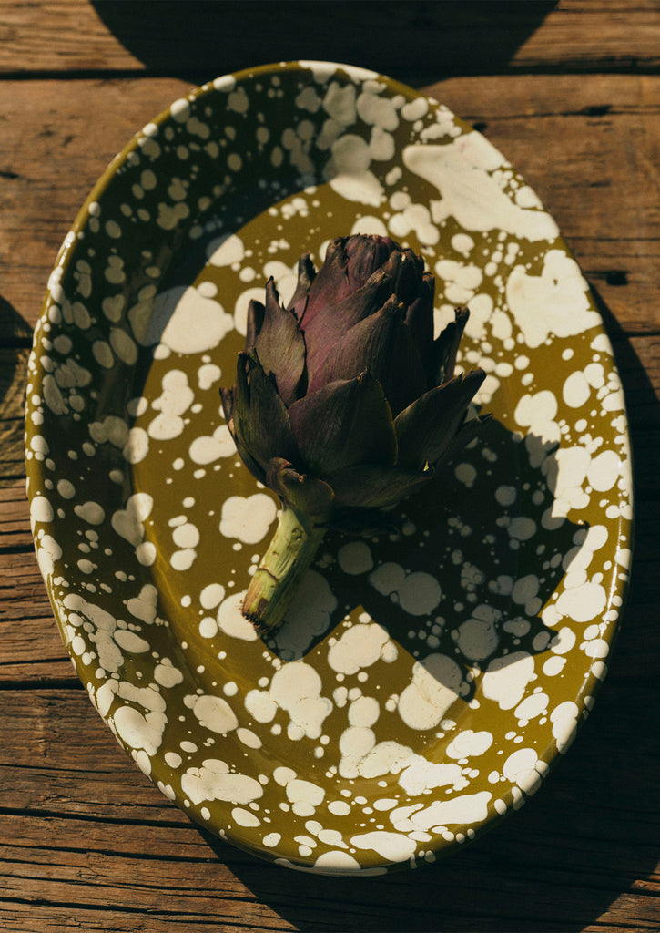 Splatter Enamel Platter | Olive/Ecru | TOAST
