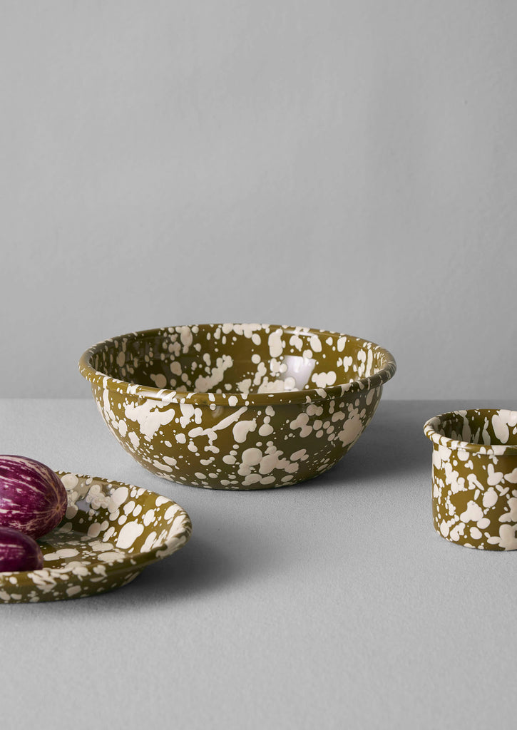 Splatter Enamel Platter | Olive/Ecru | TOAST