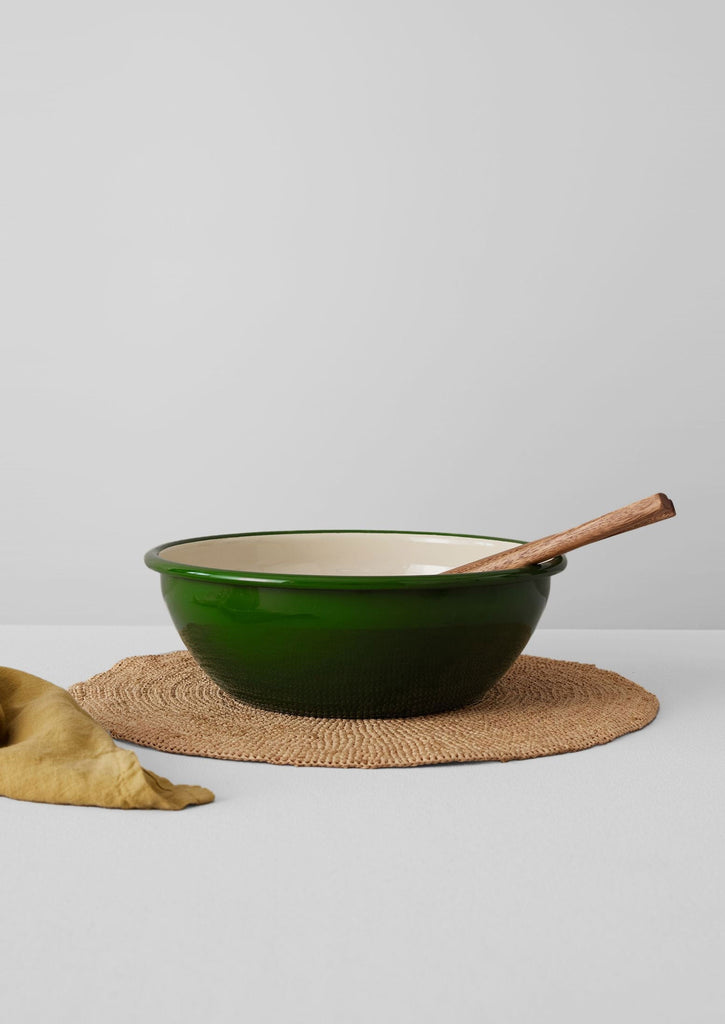 Enamel Salad Bowl | Cream/Leaf | TOAST