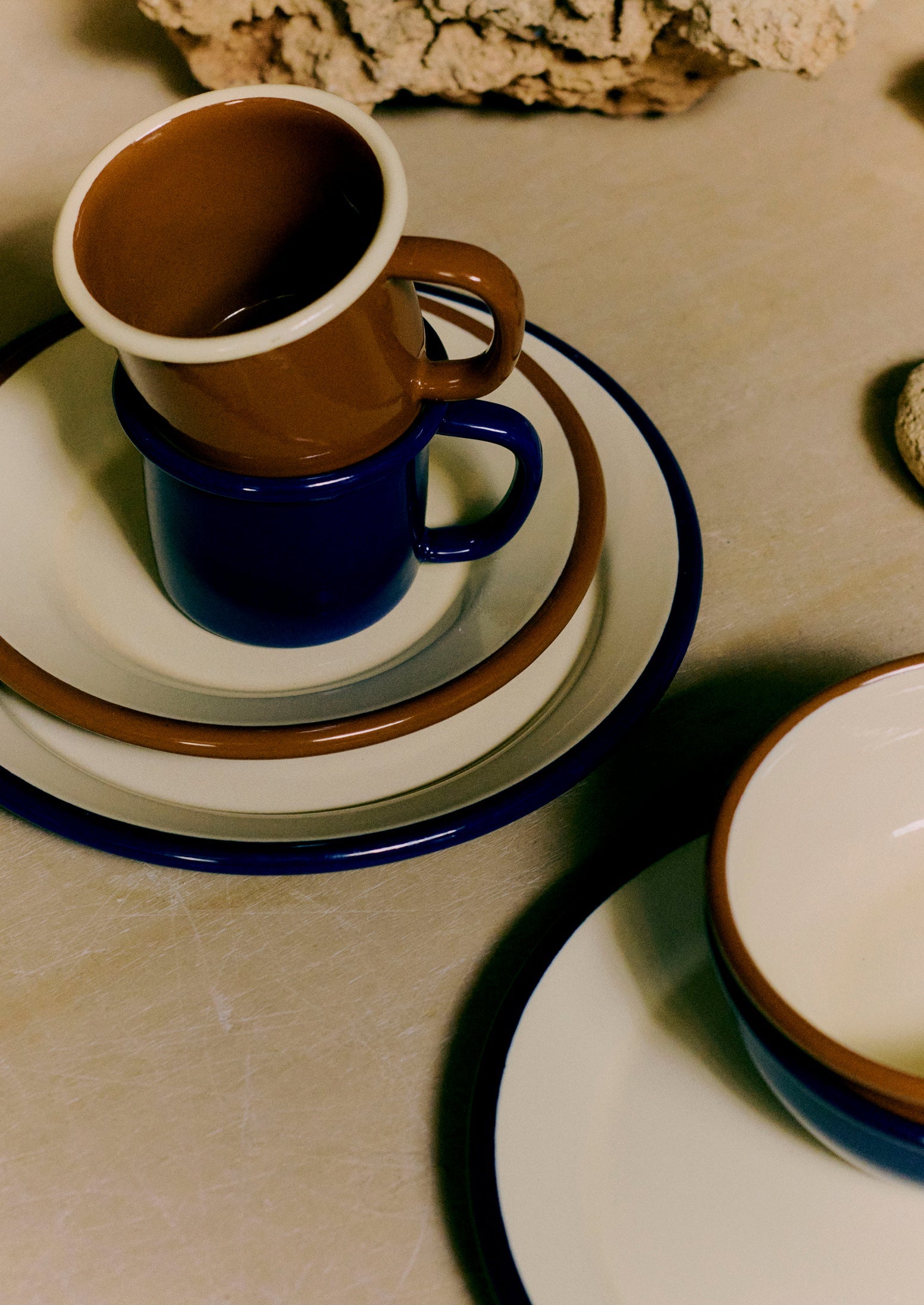 Contrast Rim Enamel Mug | Cumin/Cream | TOAST