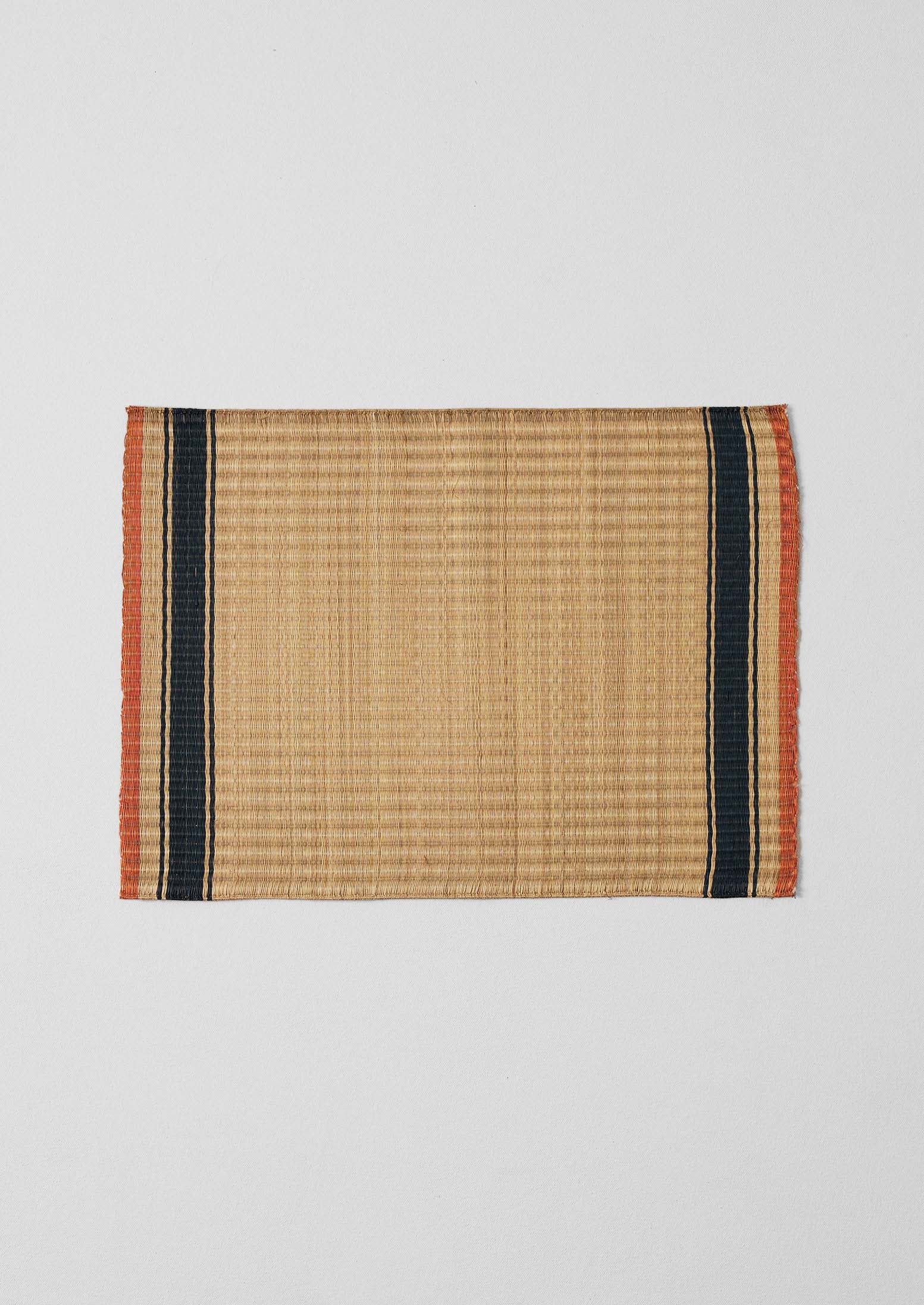Border Stripe Madur Grass Placemat | Natural/Indigo | TOAST