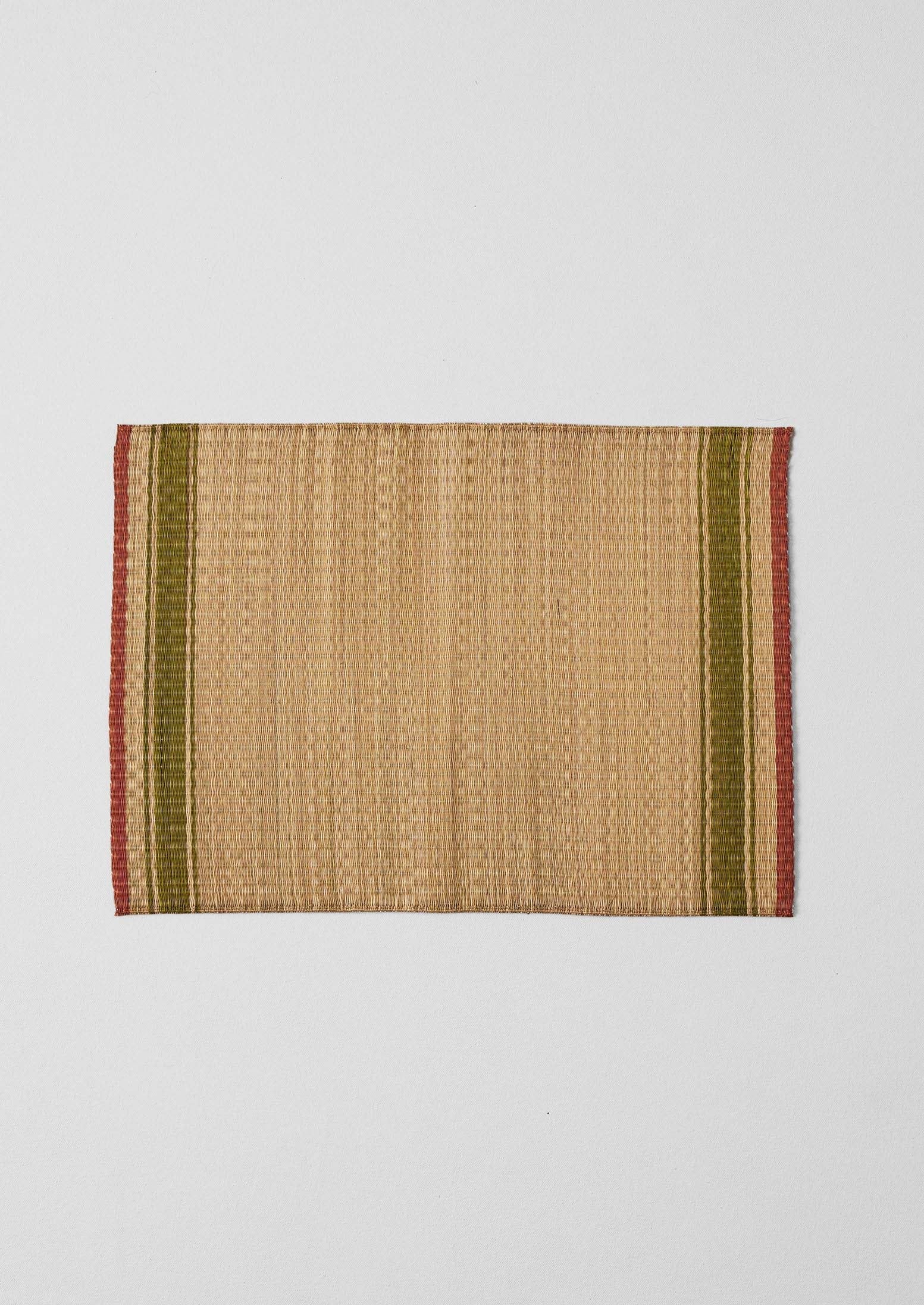 Border Stripe Madur Grass Placemat | Natural/Olive | TOAST