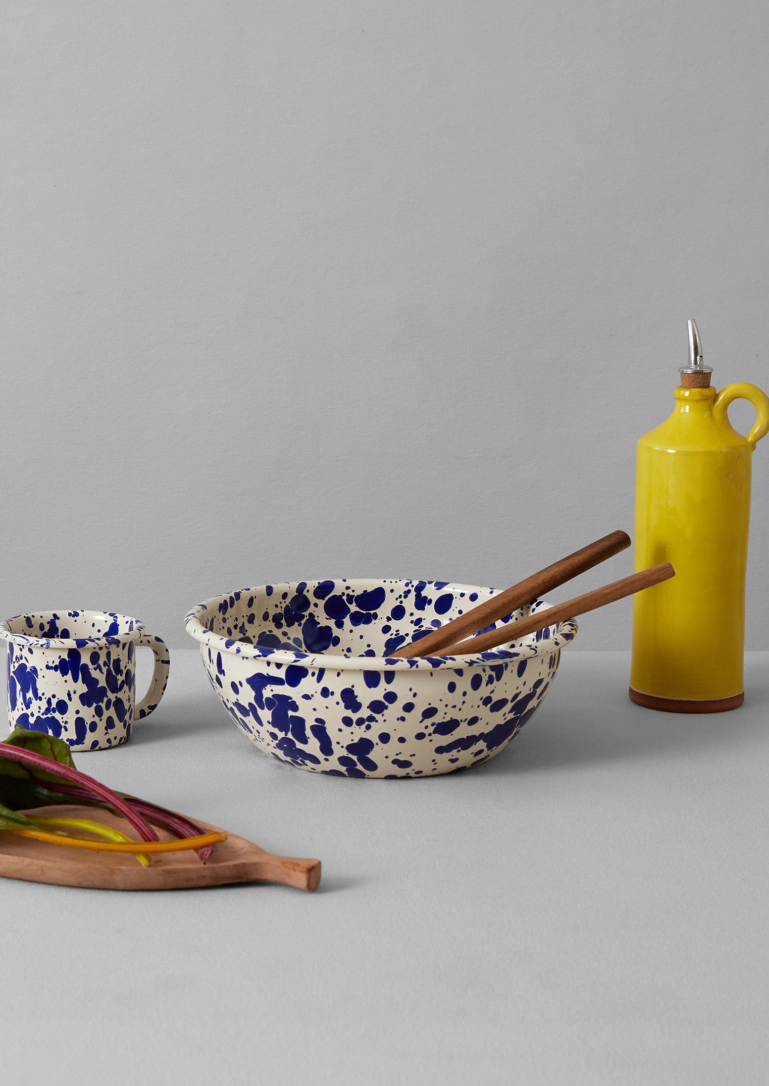 Splatter Enamel Salad Bowl | Cream/Blue | TOAST