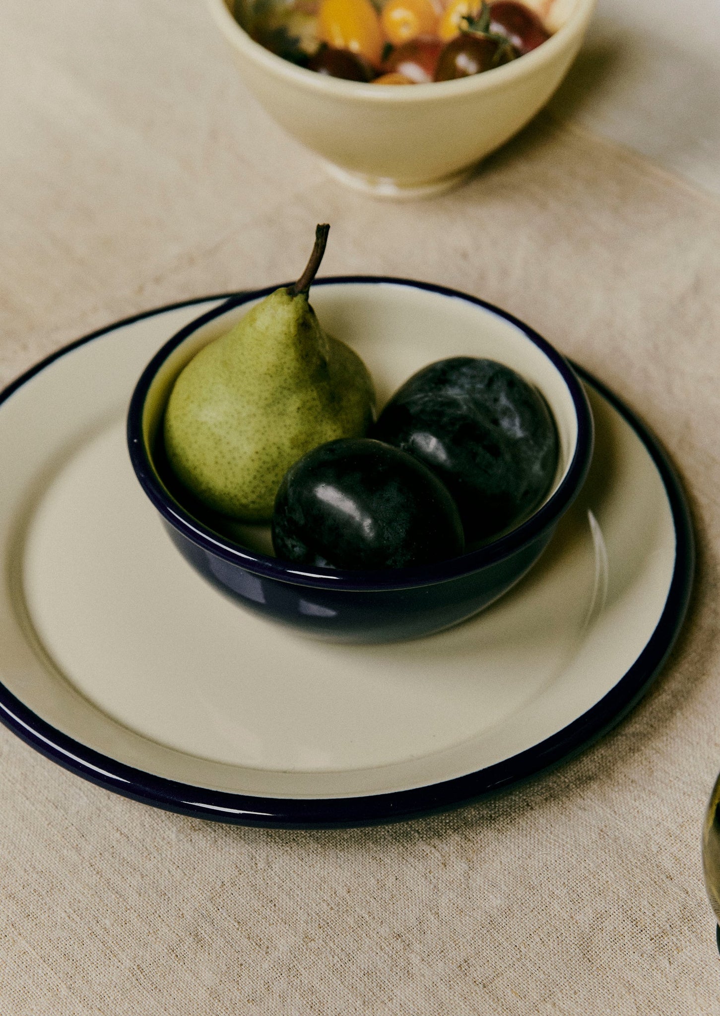 Enamel Dinner Plate | Cream/Blue | TOAST