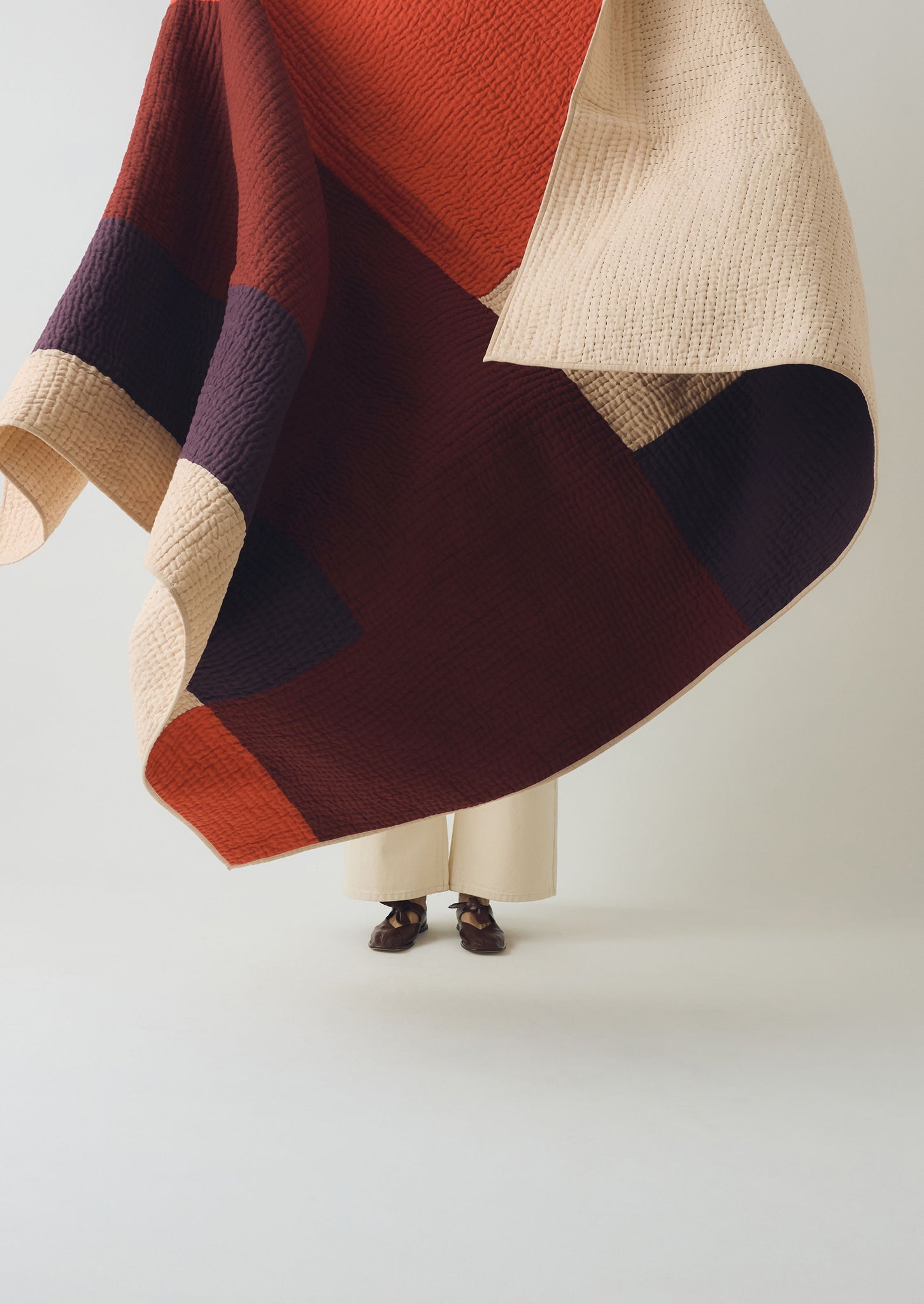 Colour Block Patchwork Quilt | Plum/Bright Coral | TOAST