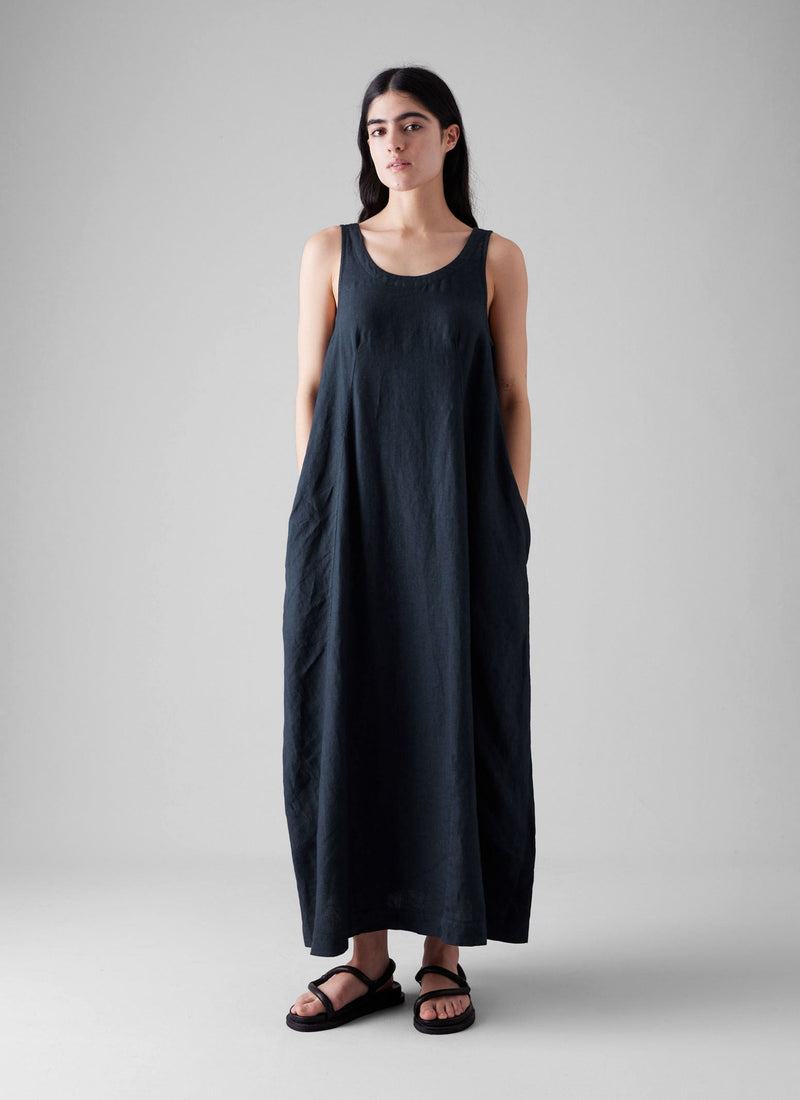 Garment Dyed Linen Easy Dress | Midnight | TOAST