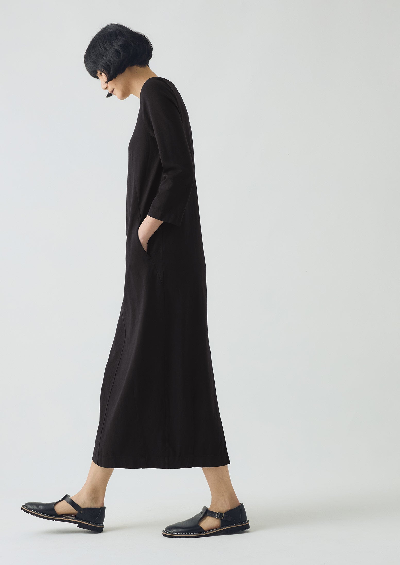 Cotton Jersey Shift Dress | Washed Black | TOAST