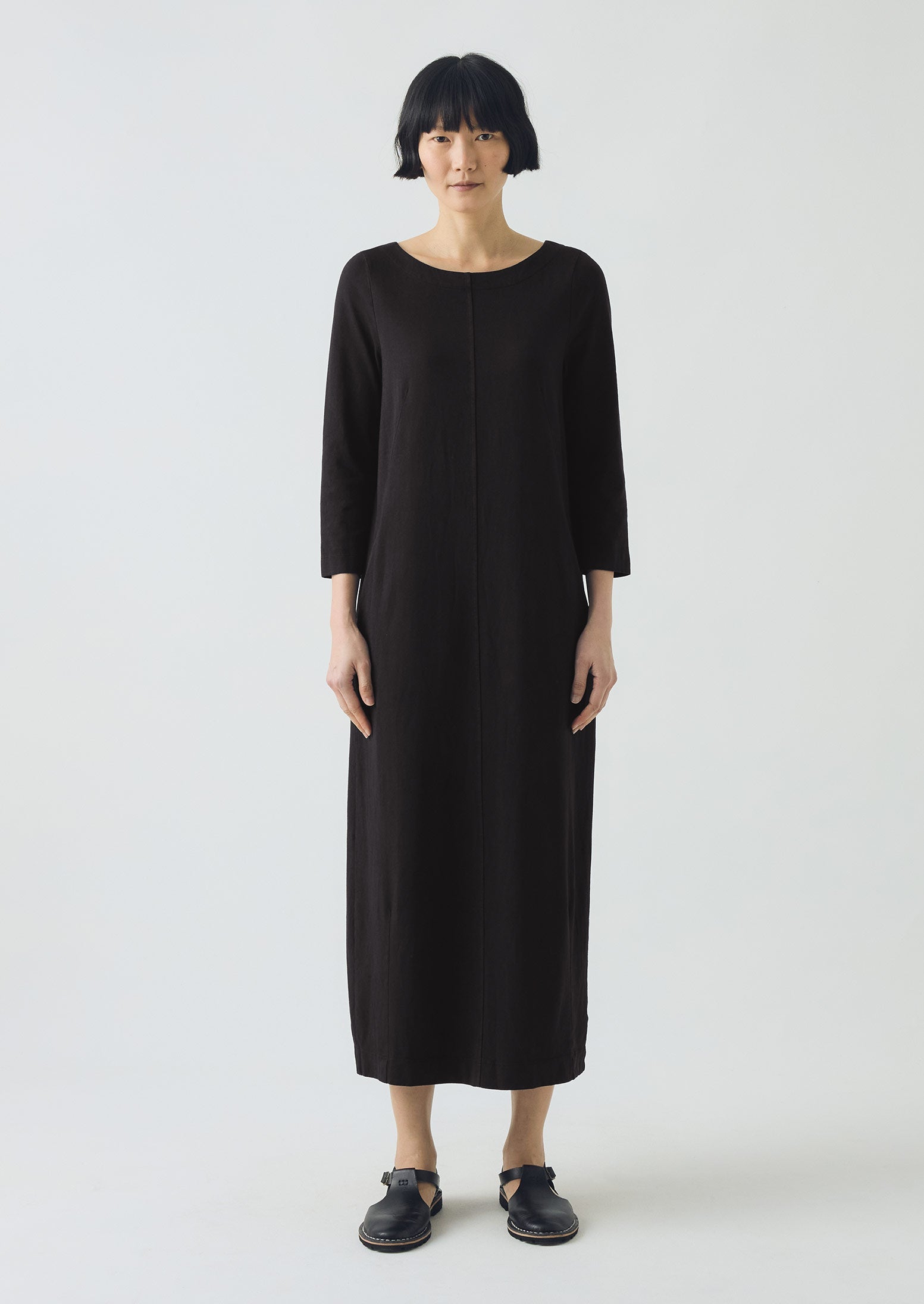 Cotton Jersey Shift Dress | Washed Black | TOAST