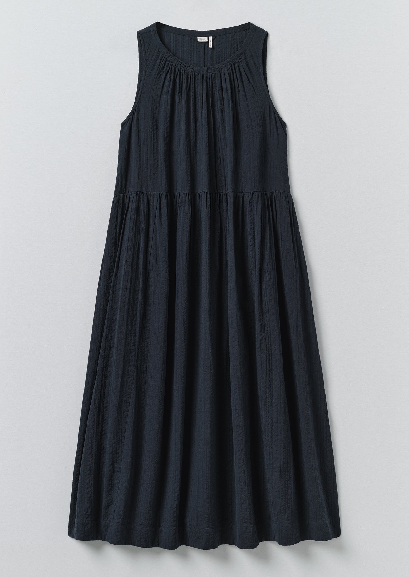Lightweight Cotton Seersucker Dress | Navy | TOAST