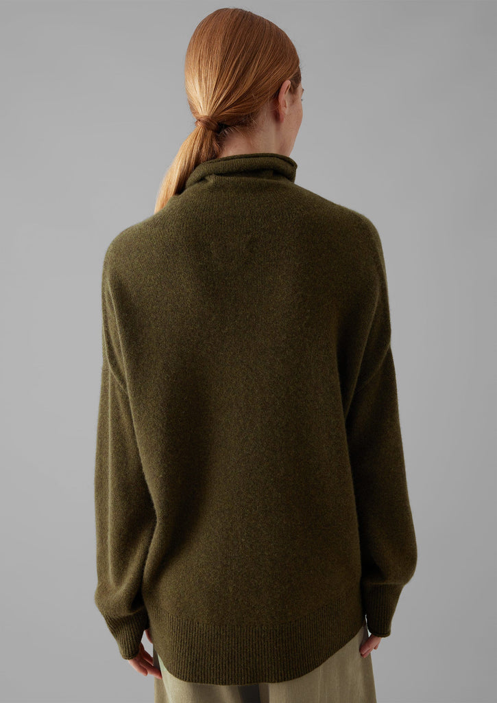 Roll Neck Wool Cashmere Sweater | Olive | TOAST