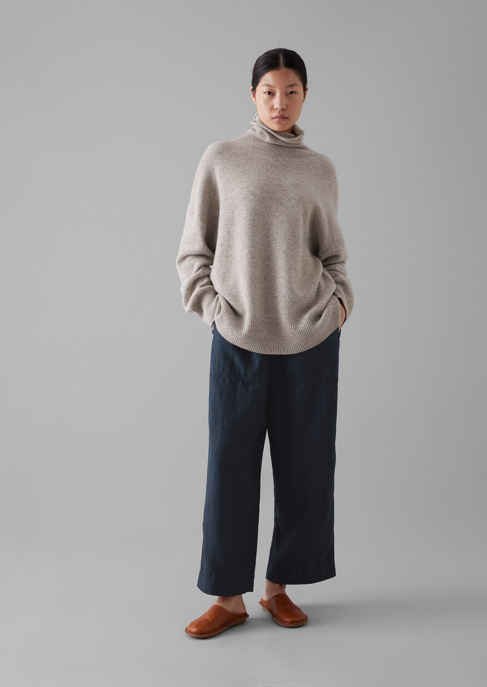 Roll Neck Wool Cashmere Sweater | Oatmeal | TOAST