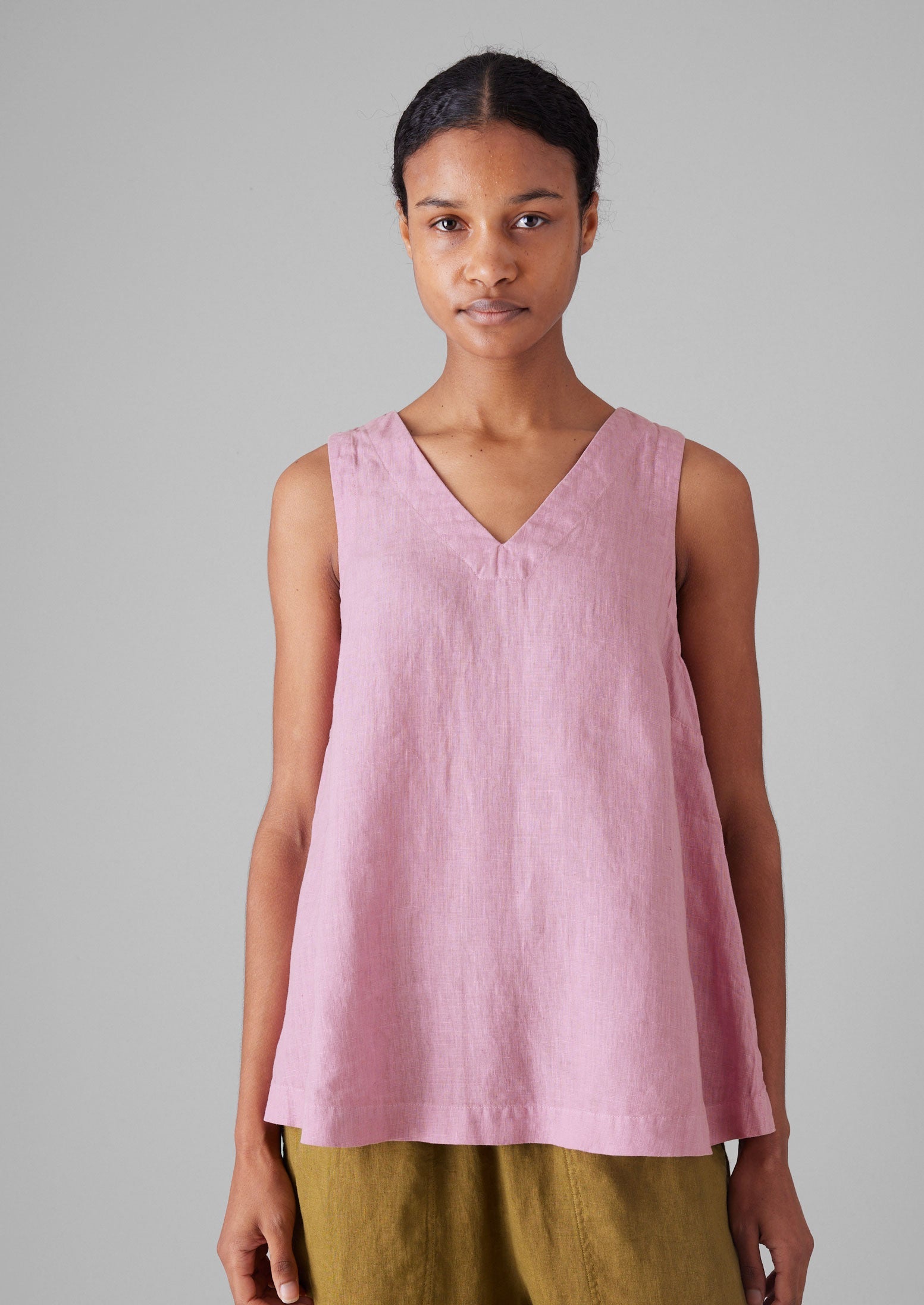 Garment Dyed Linen V-Neck Tank | Washed Berry | TOAST