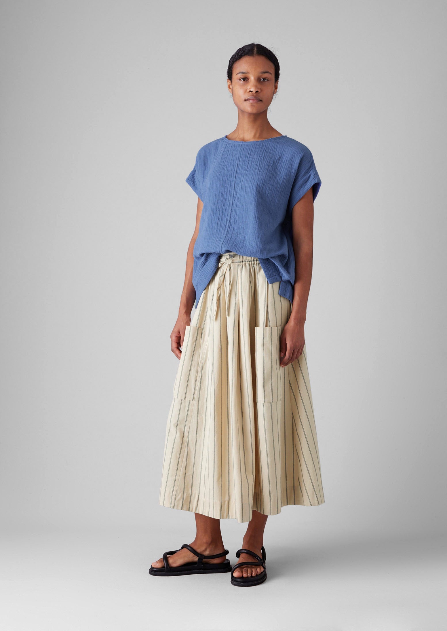 Crinkle Cotton Gauze Top | Cornflower | TOAST