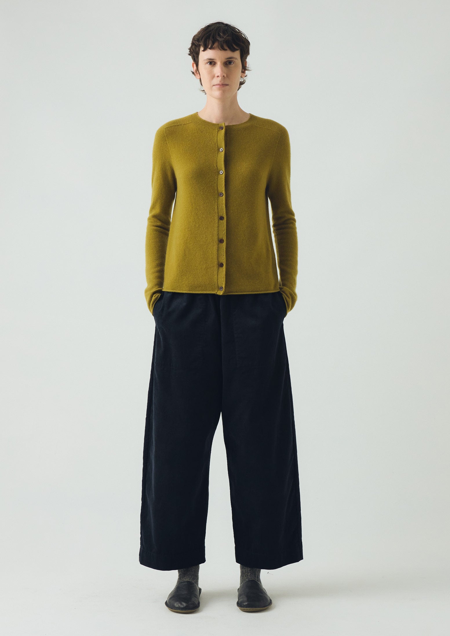 Wool Cashmere Neat Cardigan | Pear | TOAST