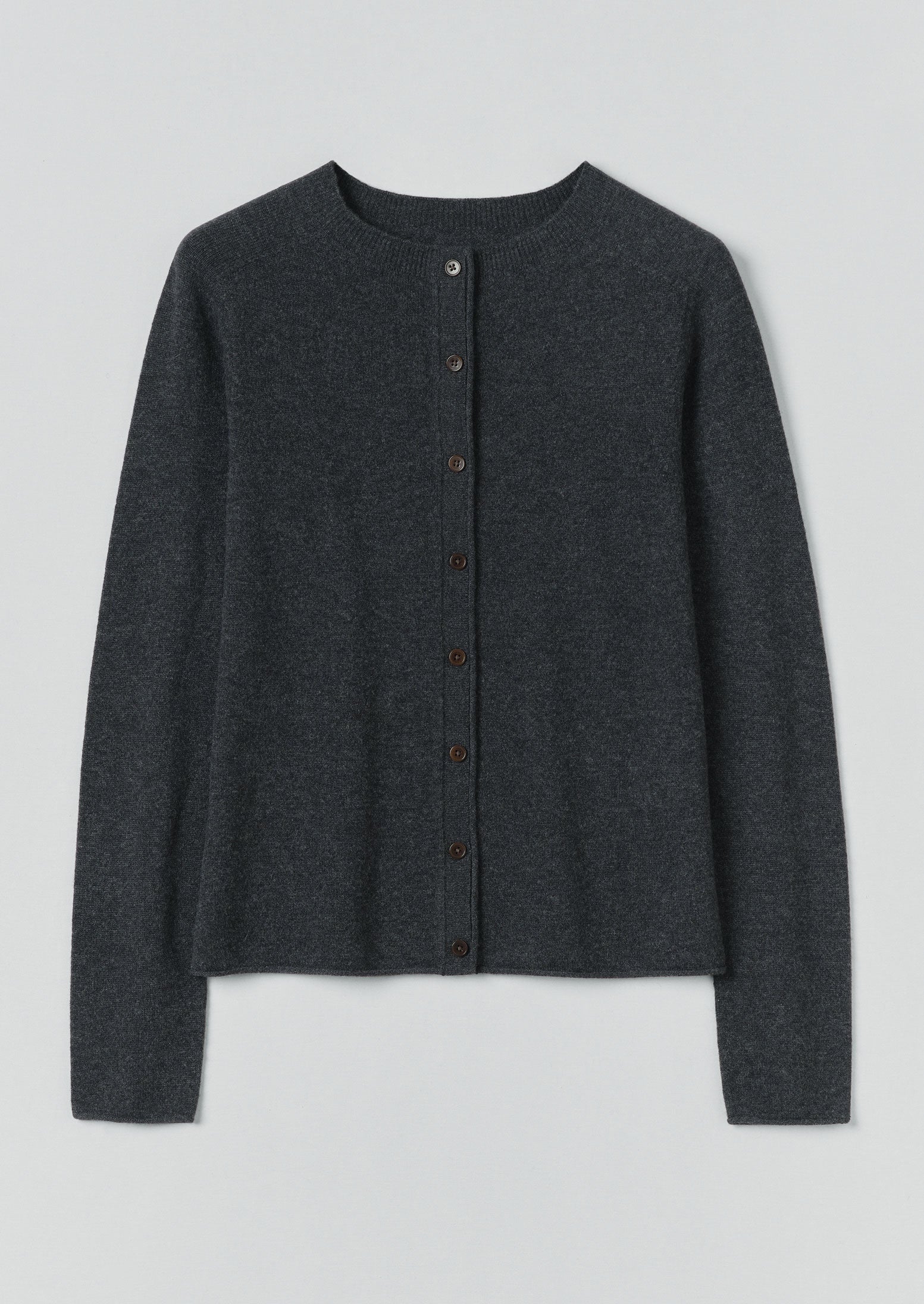 Wool Cashmere Neat Cardigan | Charcoal | TOAST