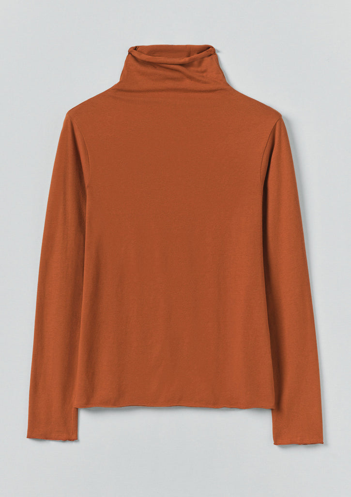 High Neck Soft Cotton Tee | Burnt Sienna | TOAST