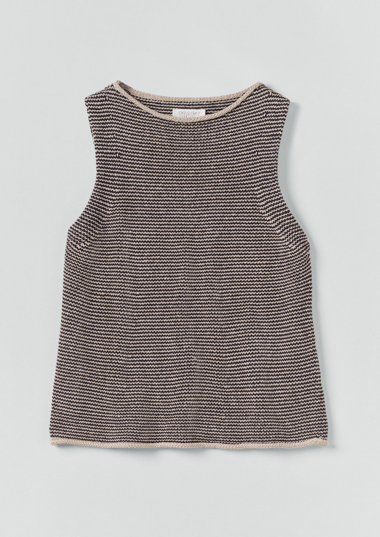 Stripe Linen Cotton Knitted Tank | Navy/Putty | TOAST