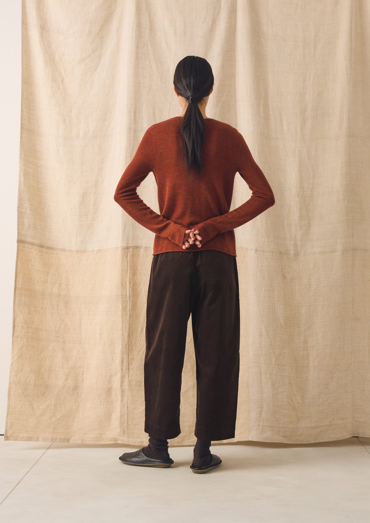 Wool Cashmere Neat Cardigan | Warm Terracotta | TOAST