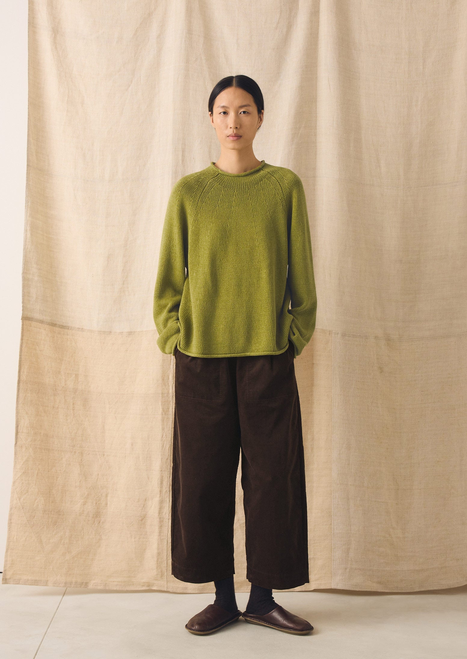 Organic Cotton Linen Easy Sweater | Olivine | TOAST