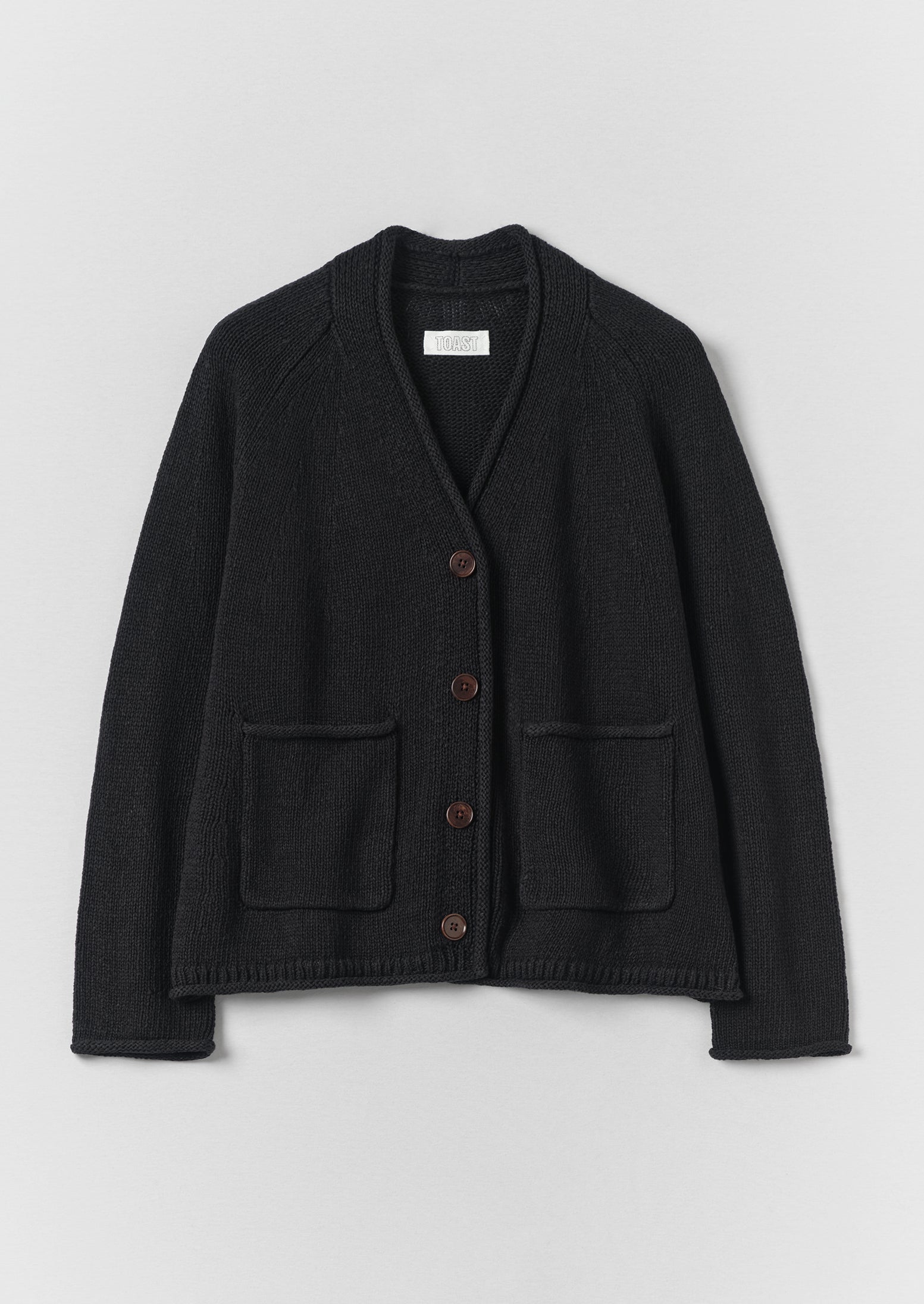 Cotton Linen V Neck Cardigan | Slate | TOAST