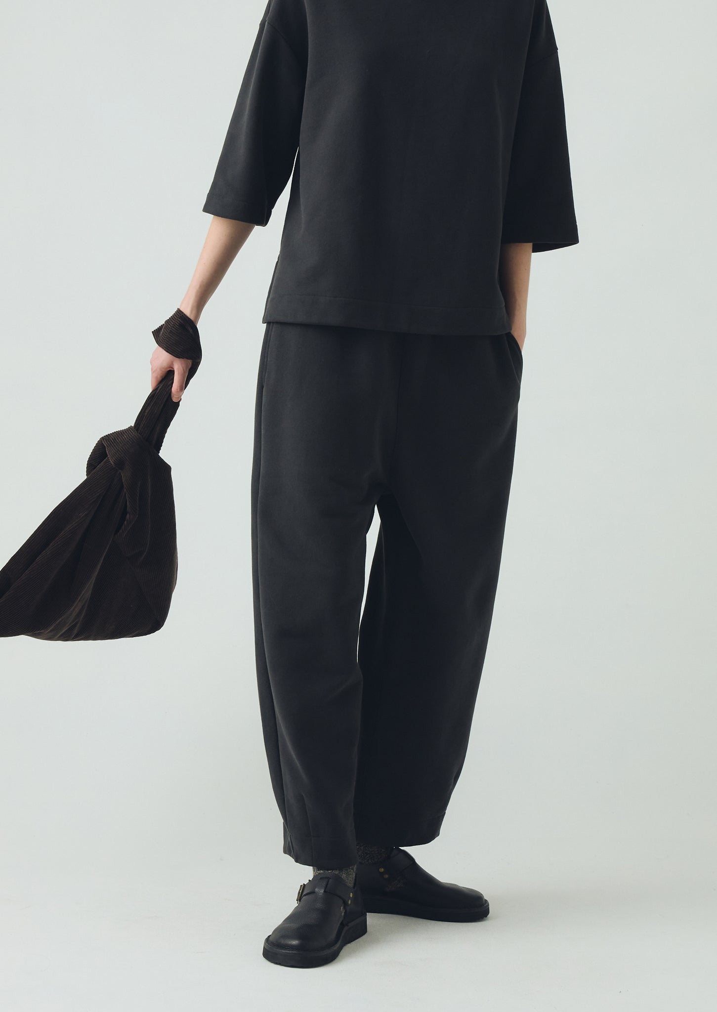 Jersey Barrel Leg Trousers | Black Pepper | TOAST