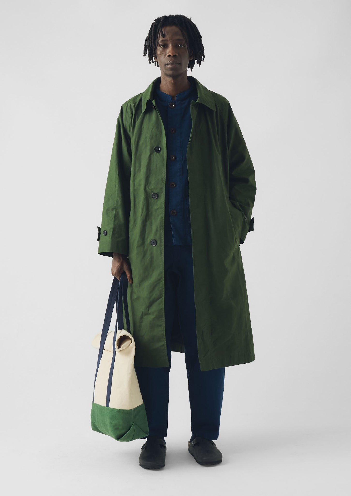 Waxed Cotton Trench Coat | Forest Green | TOAST