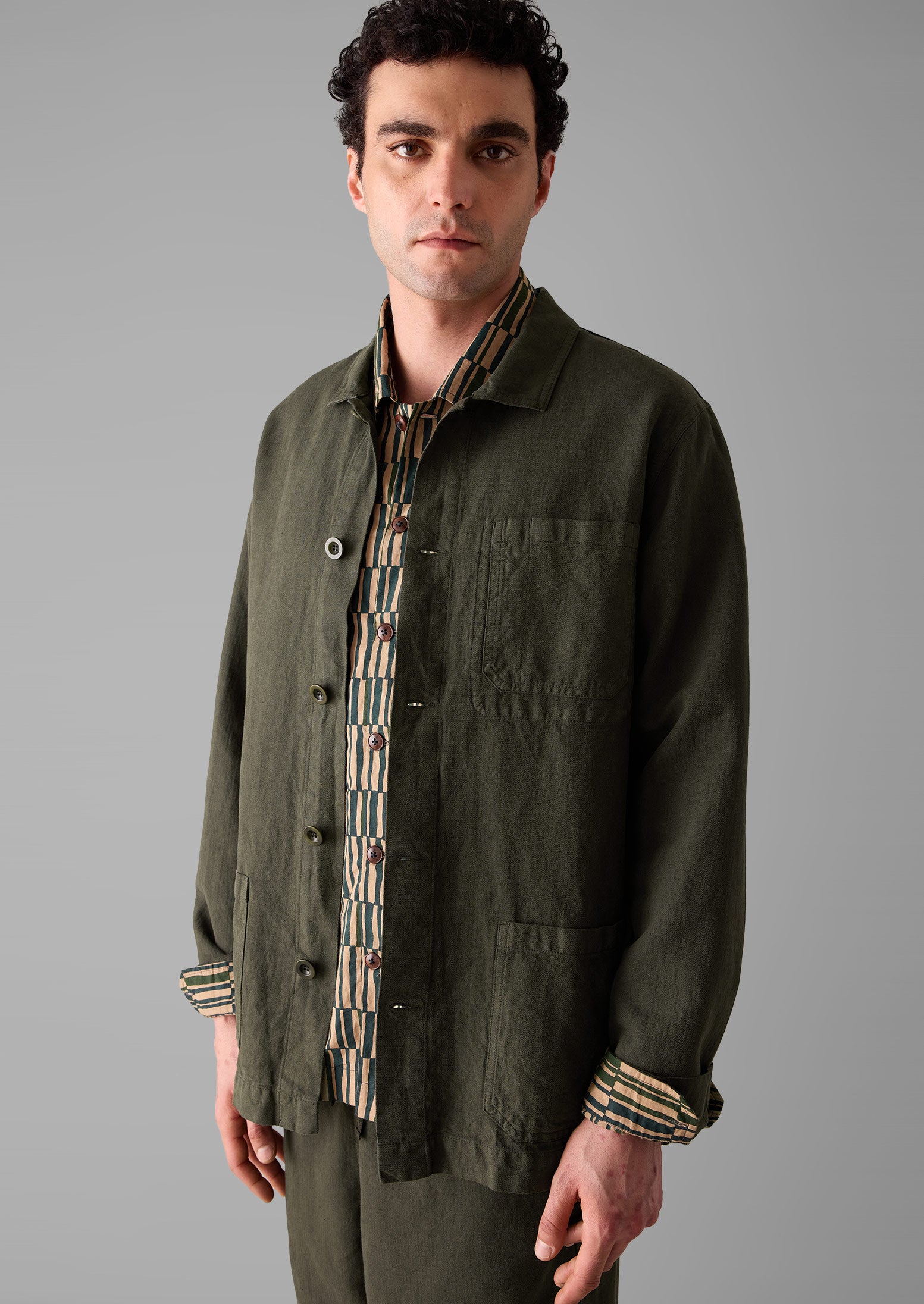 Arlo Garment Dyed Herringbone Jacket | Dark Moss | TOAST