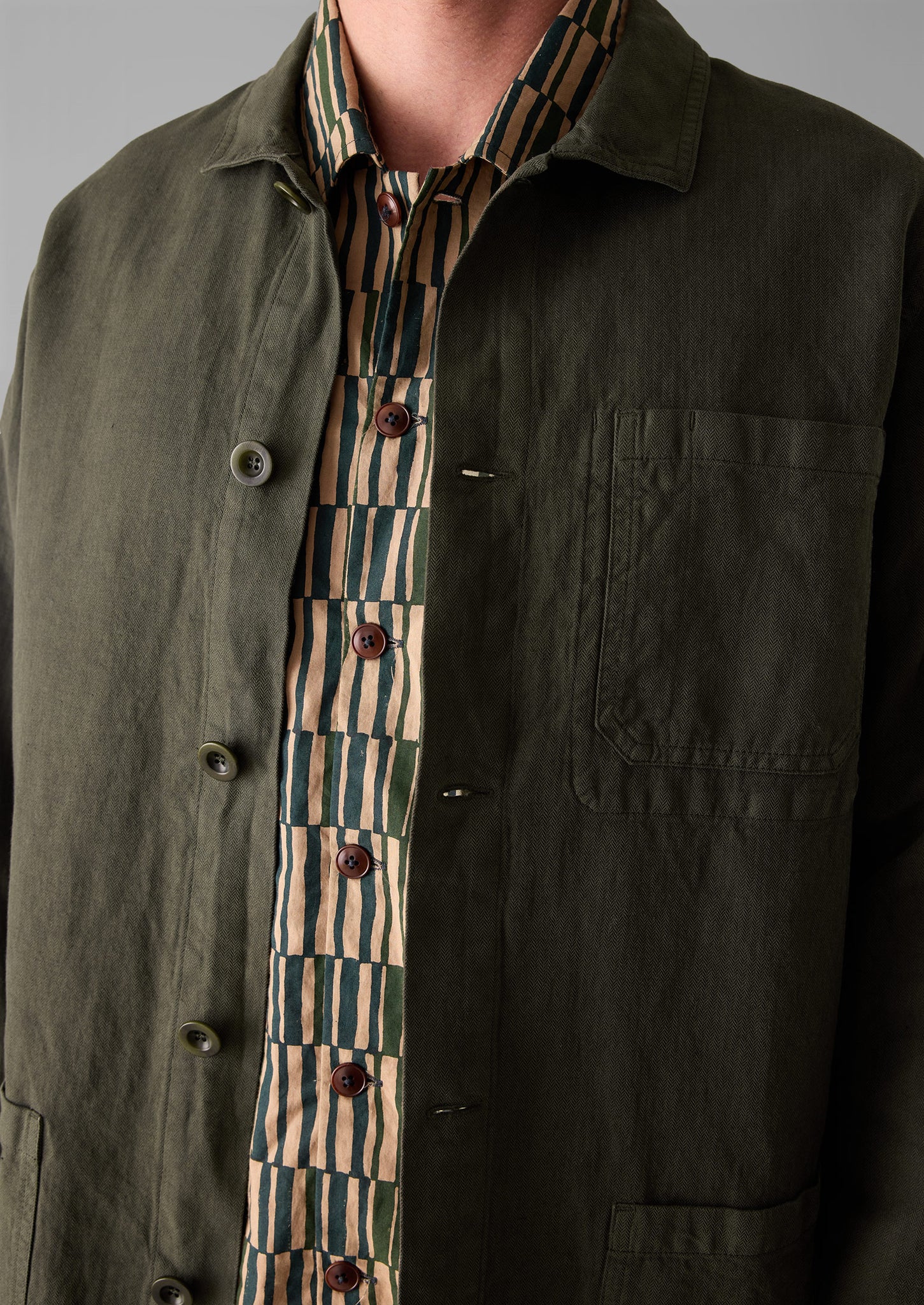Arlo Garment Dyed Herringbone Jacket | Dark Moss | TOAST