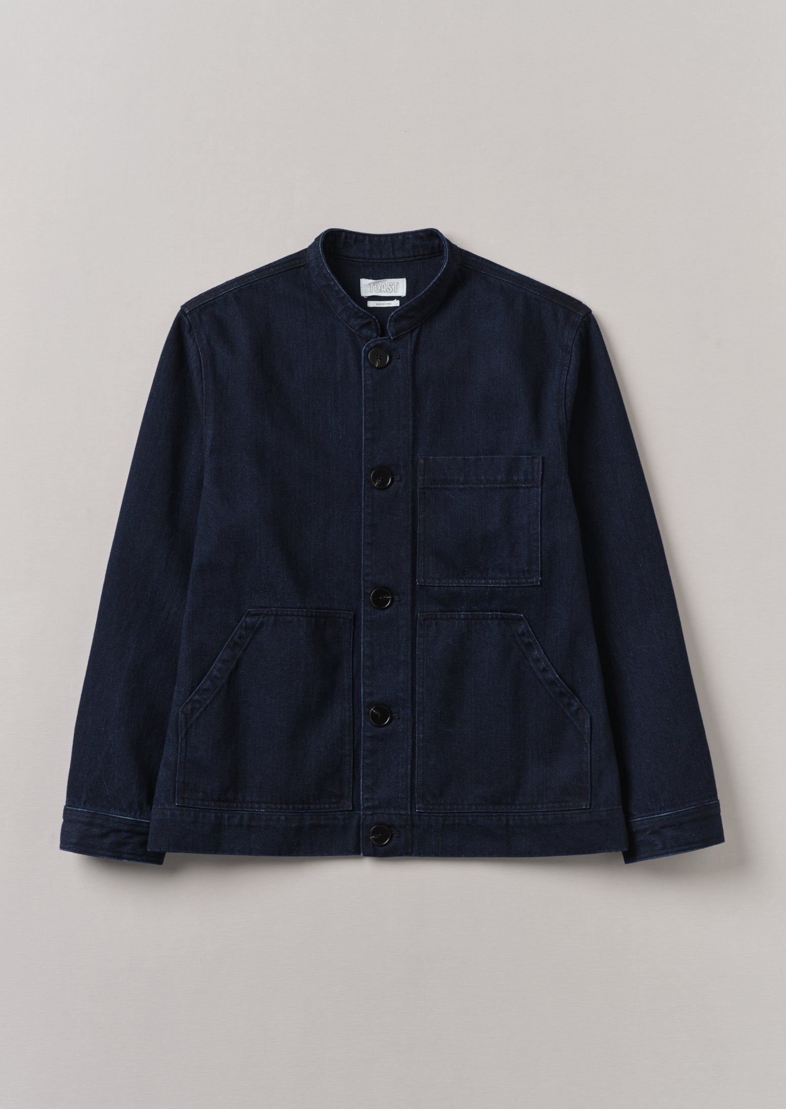 Stand Collar Japanese Denim Jacket | Indigo | TOAST