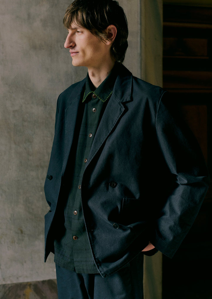 Cotton Canvas Breasted Jacket | Slate | TOAST