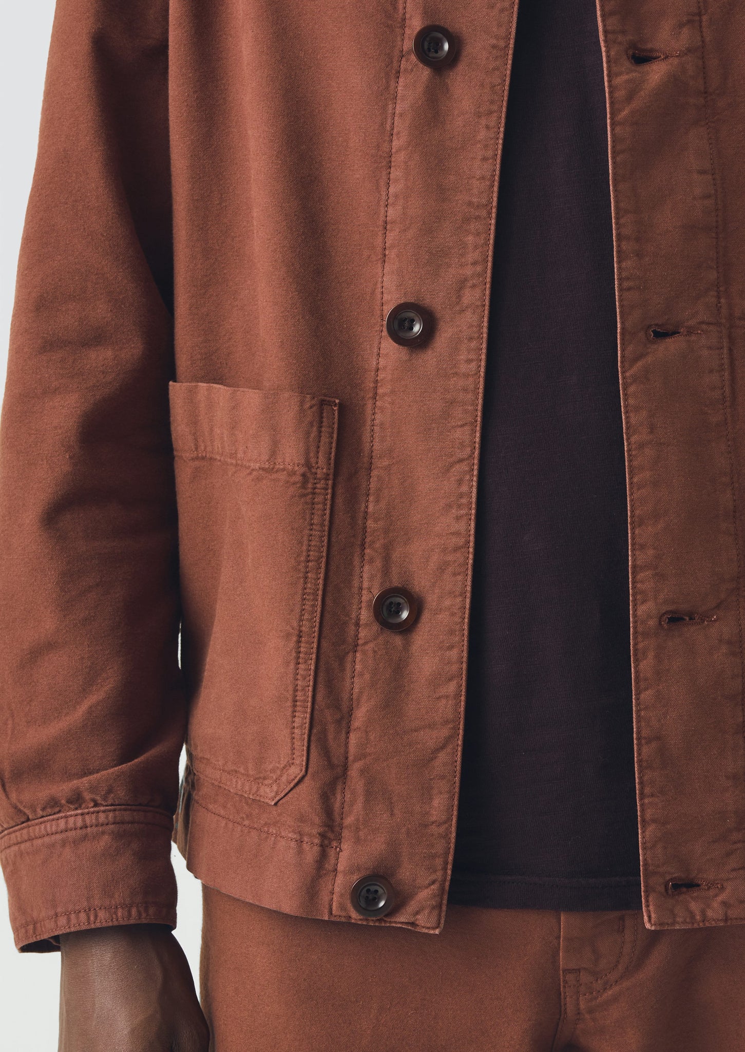 Garment Dyed Cotton Canvas Stand Collar Jacket | Cinnamon | TOAST