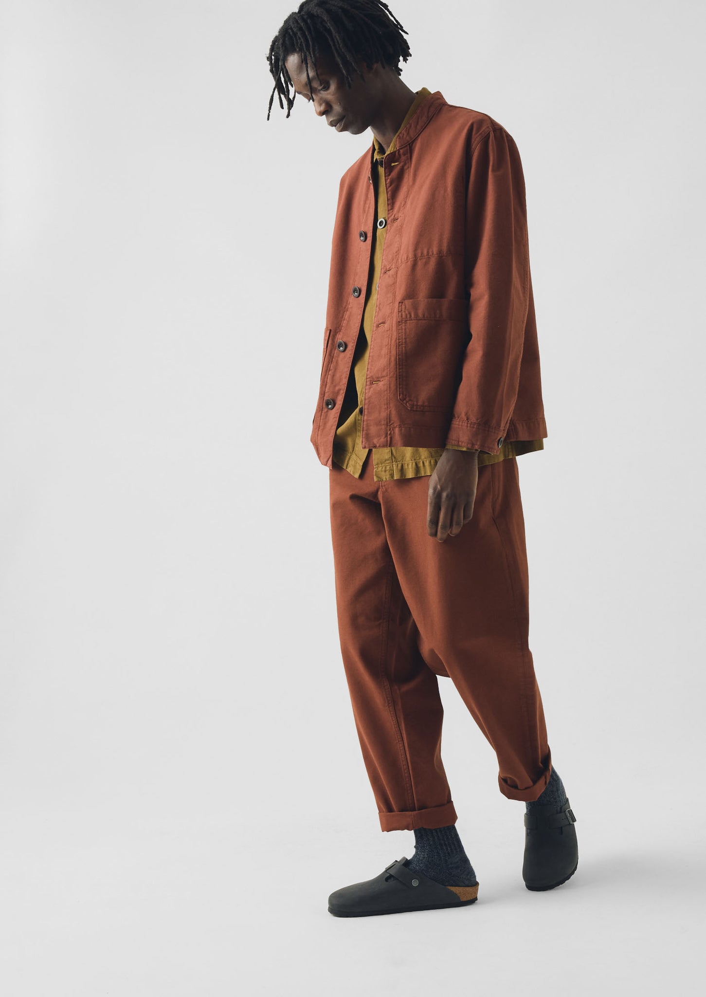 Garment Dyed Cotton Canvas Stand Collar Jacket | Cinnamon | TOAST
