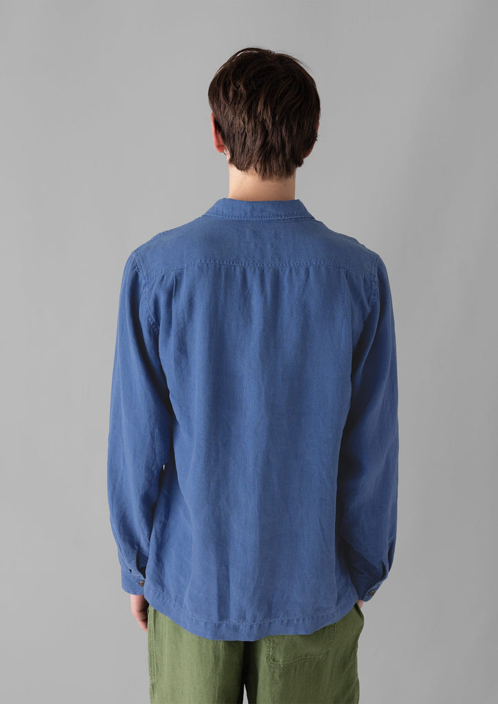 Half Placket Linen Shirt | Cobalt | TOAST