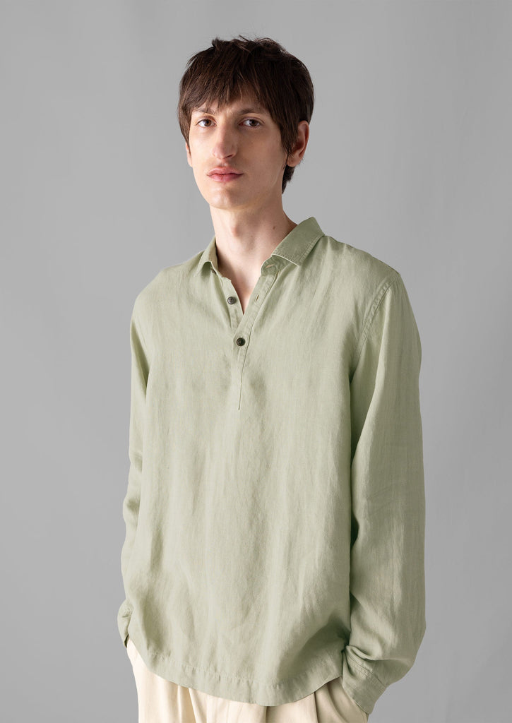 Half Placket Linen Shirt | Pebble | TOAST
