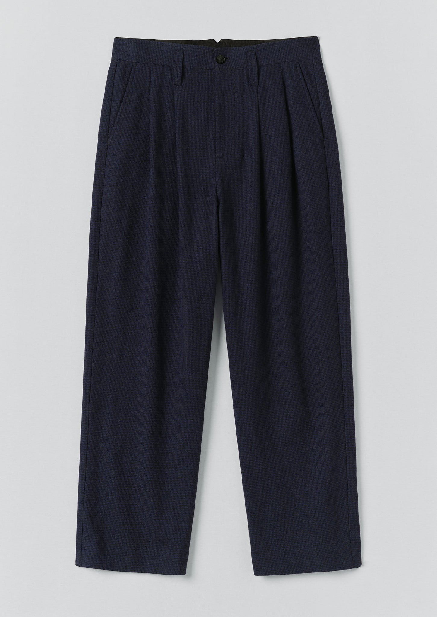 Bill Houndstooth Cotton Wool Trousers | Dark Navy | TOAST