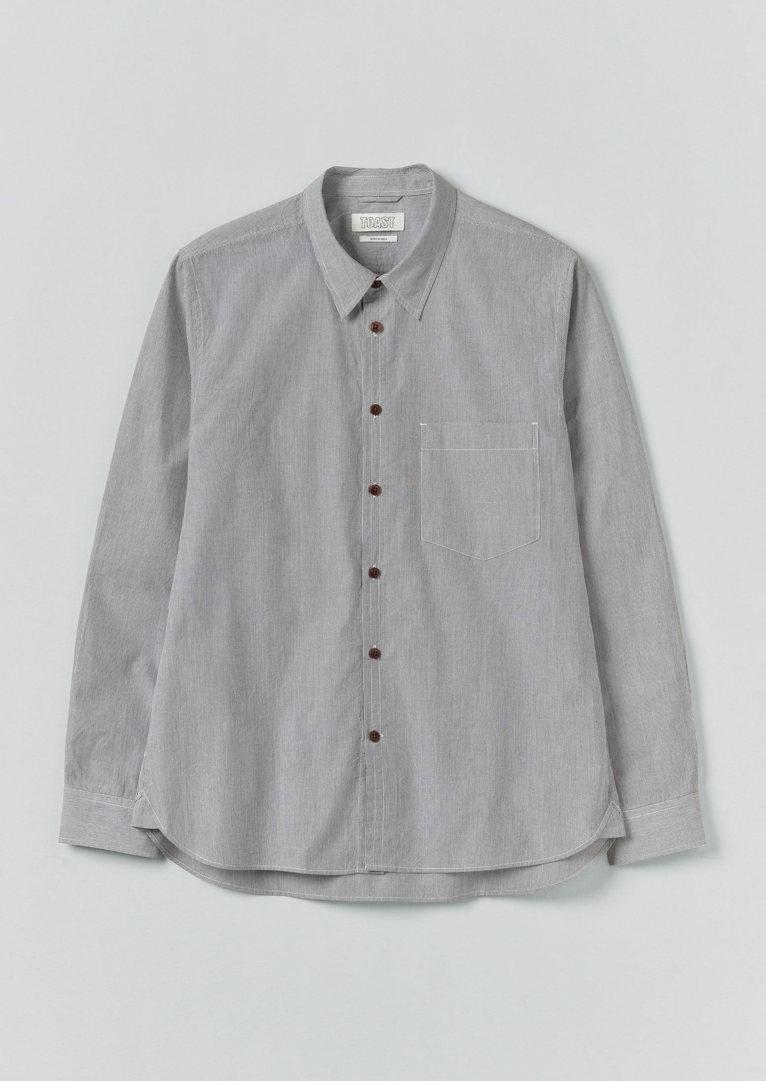 Fine Stripe Cotton Shirt | Ecru/Slate | TOAST