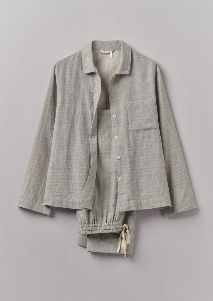 Soft Double Faced Cotton Pyjamas | Grey Melange/Soft Clay | TOAST