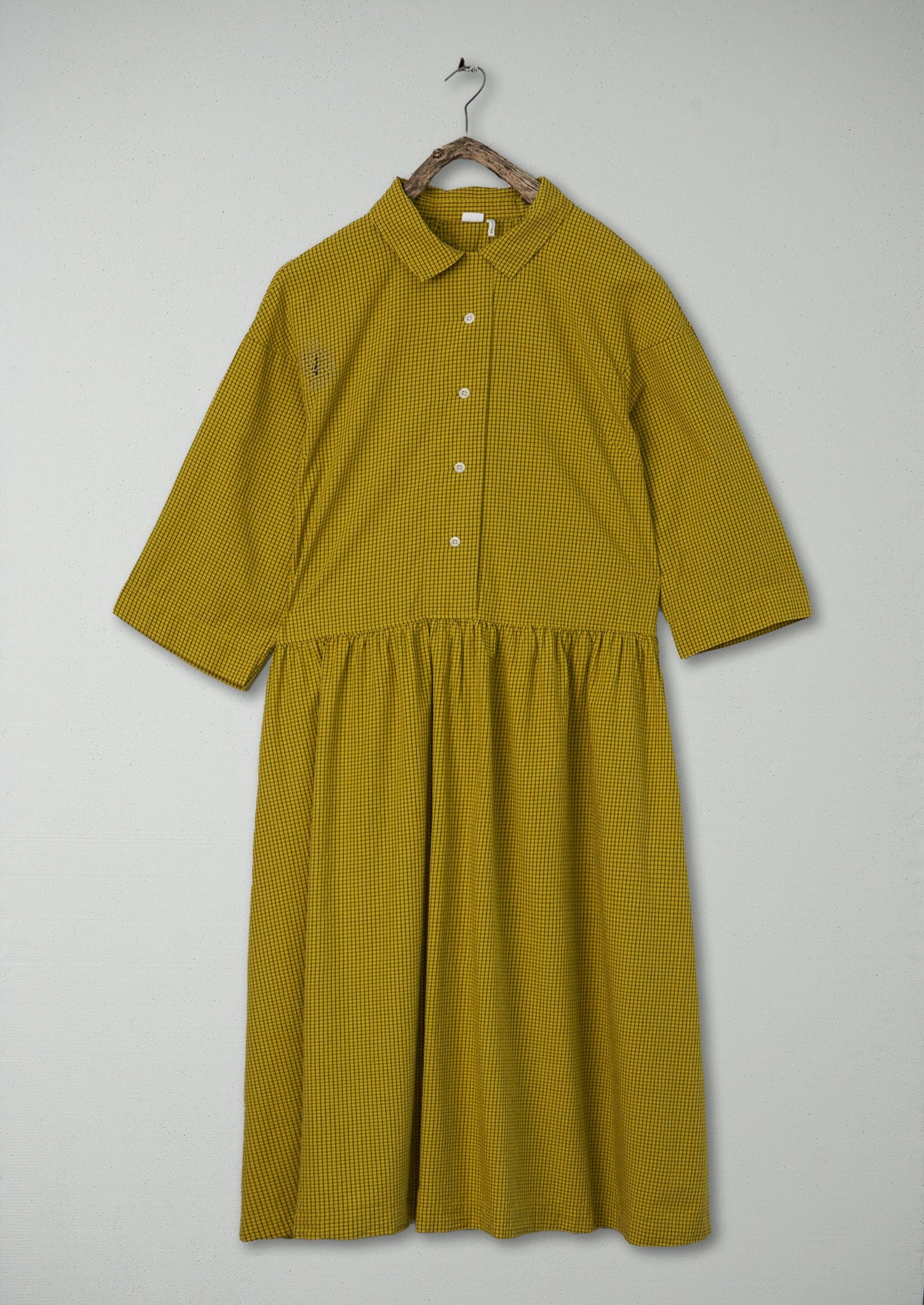 Renewed Check Crinkle Cotton Dress Size L (97) | Slate/Pomelo | TOAST