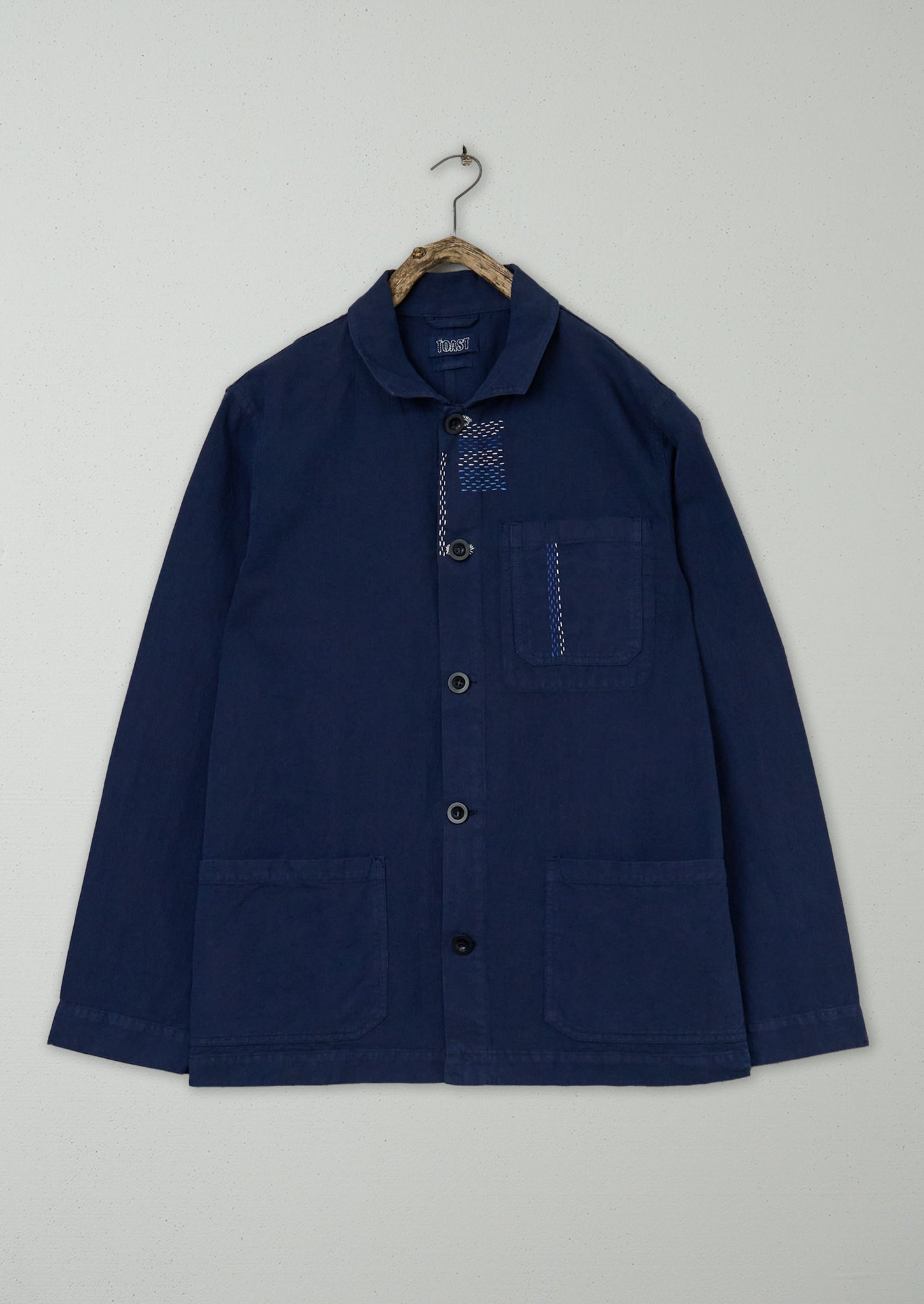 Renewed Garment Dyed Herringbone Jacket Size M (01) | Dark Indigo | TOAST